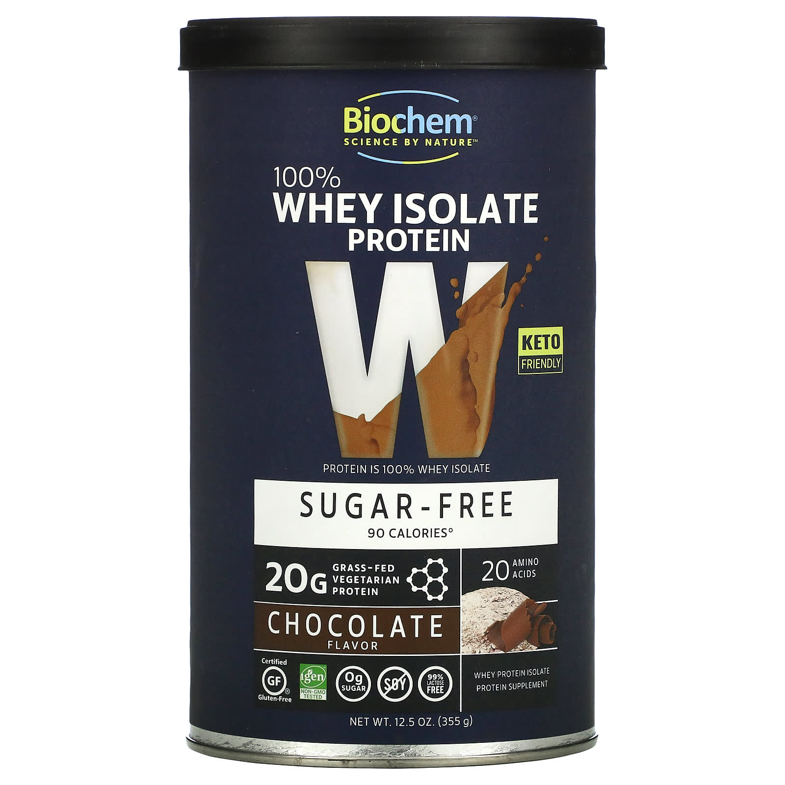 Biochem, 100% Whey Isolate Protein, Sugar Free, Chocolate, 12.5 oz (355 ...
