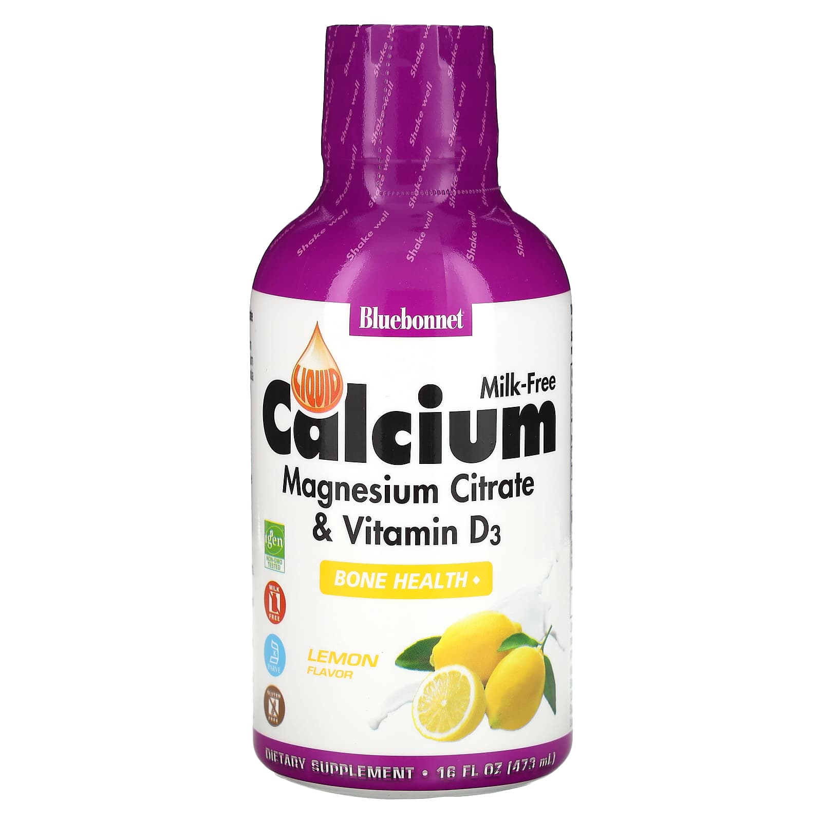 Bluebonnet, Liquid Calcium, Magnesium Citrate & Vitamin D3, Lemon, 16 ...
