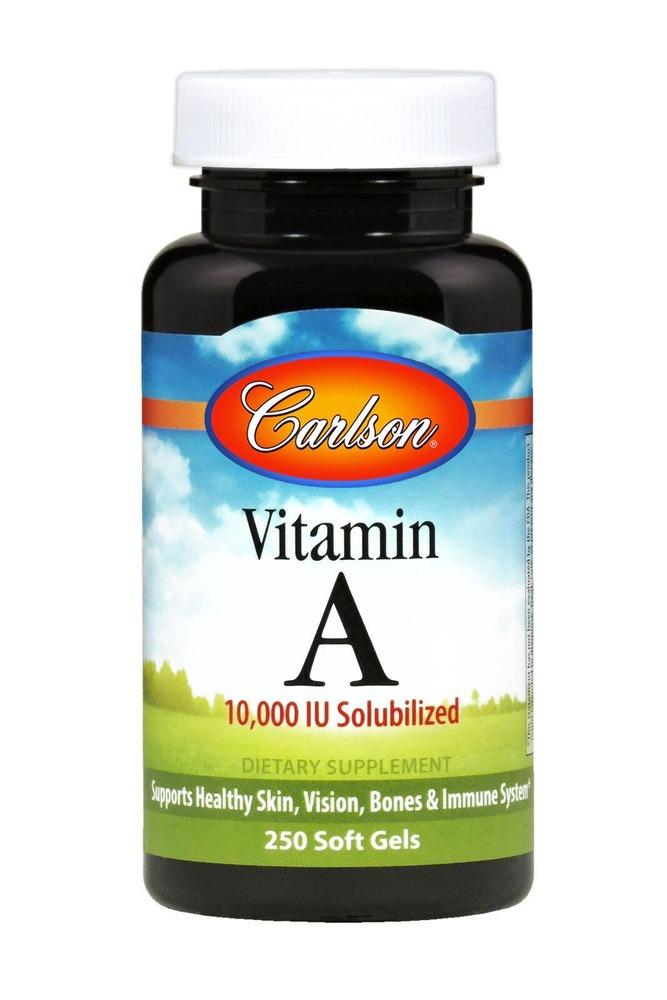 Carlson Labs, Vitamin A Soluble 10000 IU, 250 Softgels - 088395011221 ...