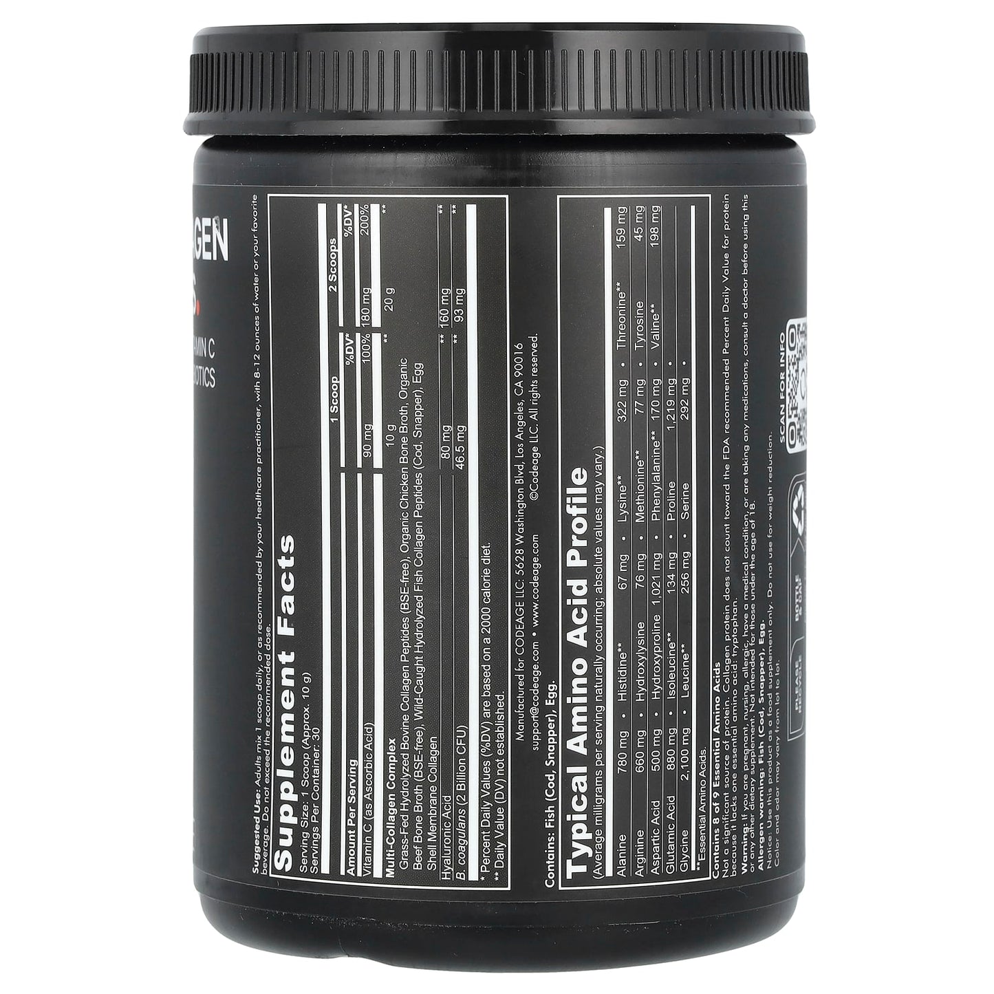 Codeage, Multi Collagen Peptides Powder, Unflavored, 10.58 oz (300 g) | HiLife Vitamins