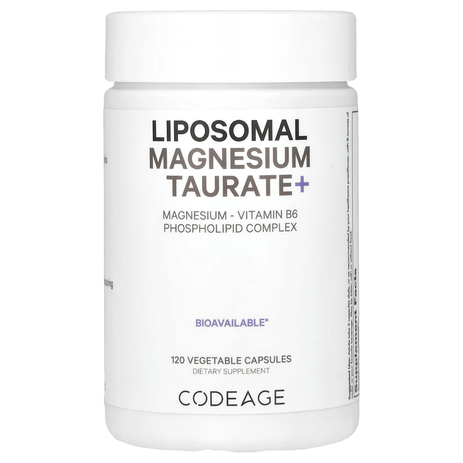Codeage, Liposomal Magnesium Taurate+, 120 Vegetable Capsules | HiLife Vitamins