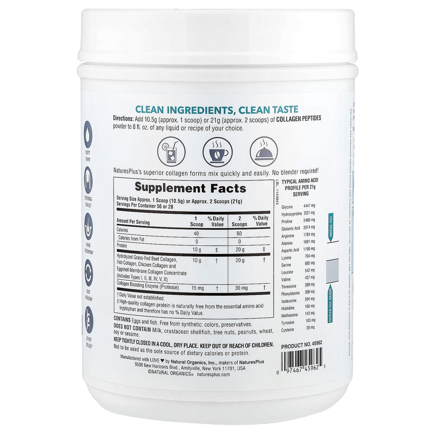 Nature’s Plus, Collagen Peptides, 1.3 lbs (588 g) | HiLife Vitamins