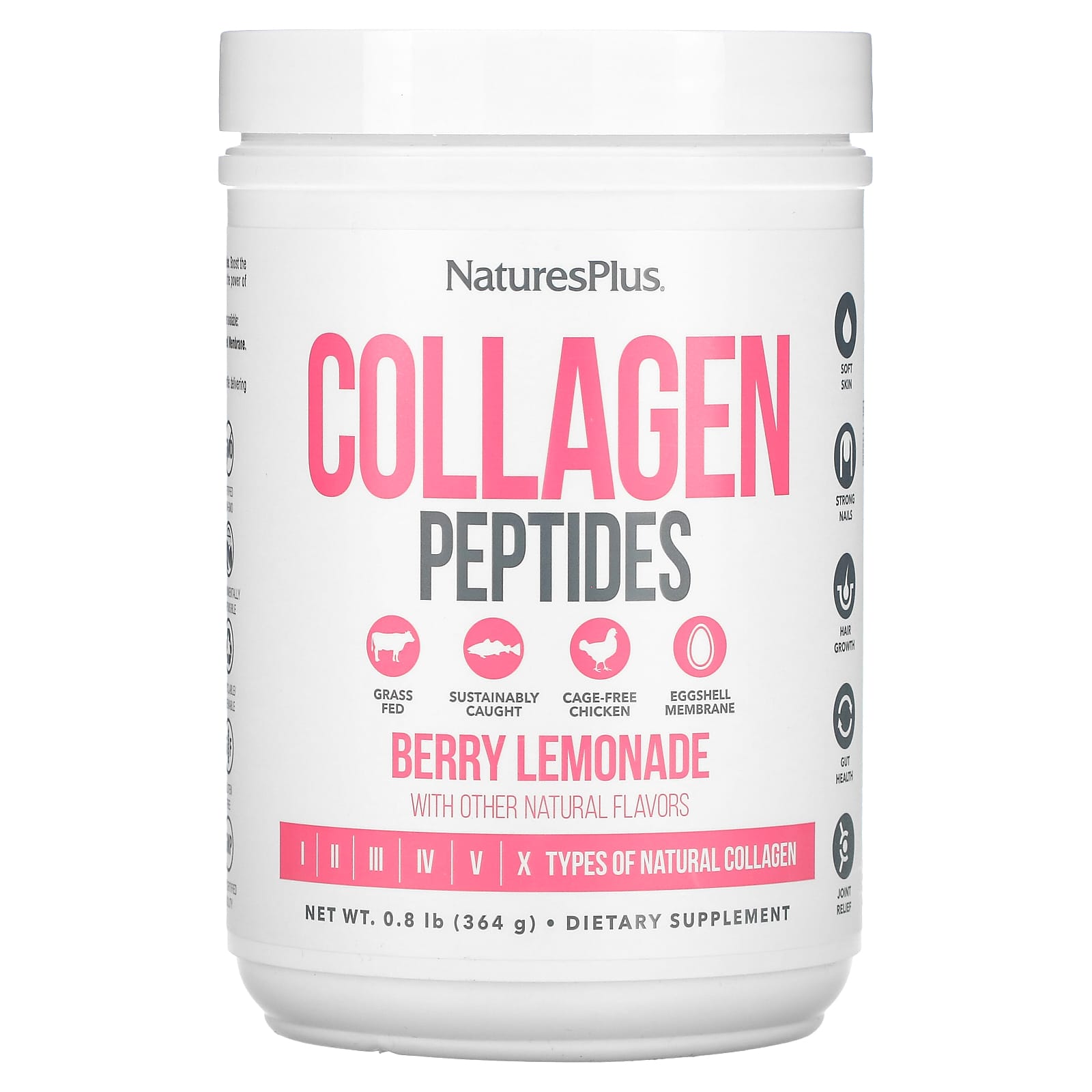 Nature’s Plus, Collagen Peptides, Berry Lemonade, 0.8 lbs (364 g ...