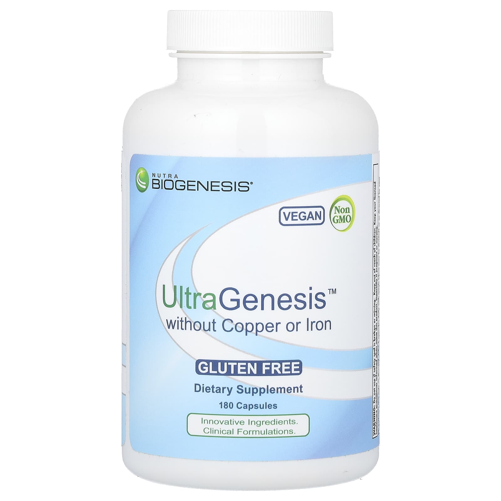 Nutra BioGenesis, UltraGenesis w/o Copper and Iron, 180 Vegatable Caps ...