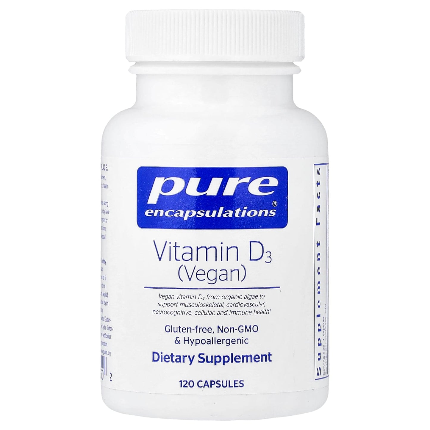 Pure Encapsulations, Vitamin D3 (Vegan), 120 Capsules - 766298023502 ...