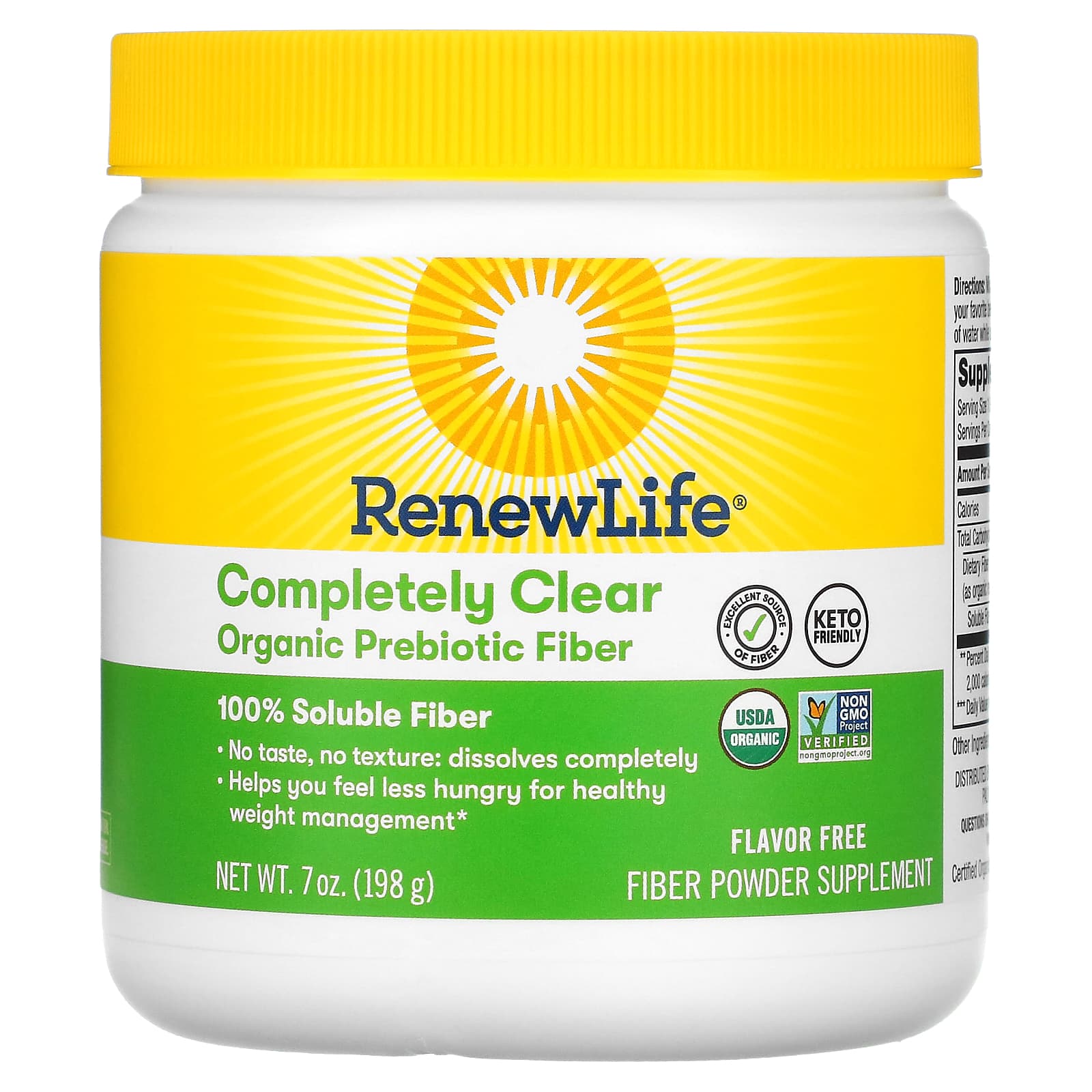 Renew Life, Completely Clear Organic Prebiotic Fiber, Unflavored, 7 oz ...