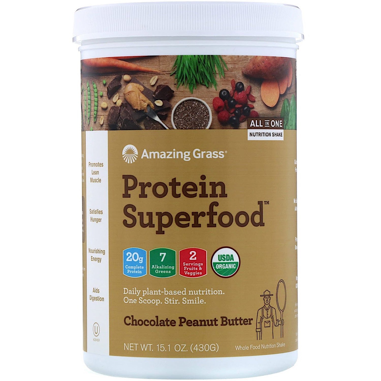 Amazing Grass, Protein Superfood Chocolate Peanut Butter, 15.1 Oz ...