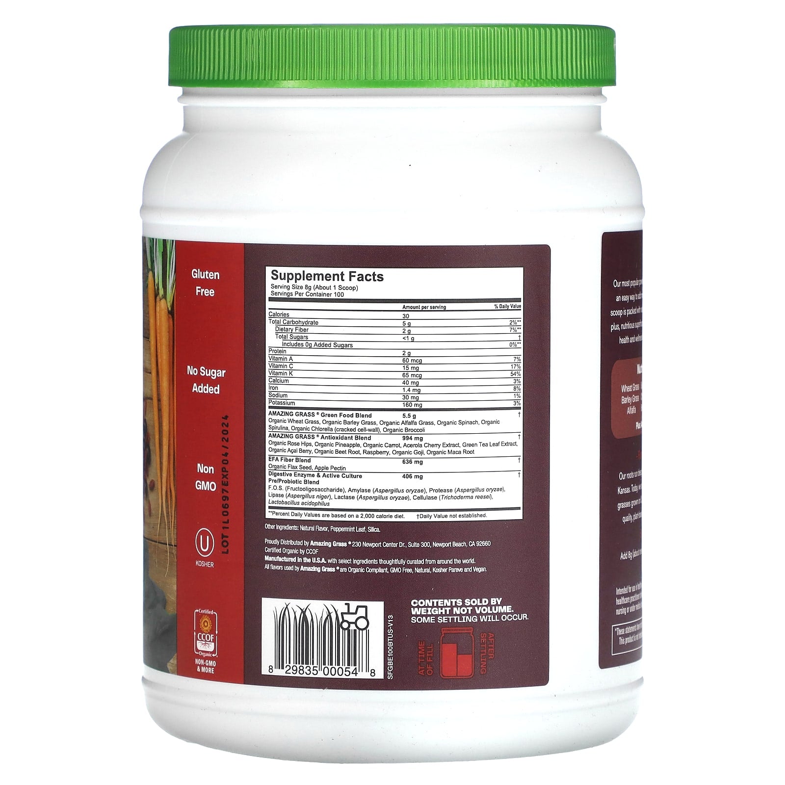 Amazing Grass, Greens Blend Superfood, Berry, 28.2 Oz | HiLife Vitamins