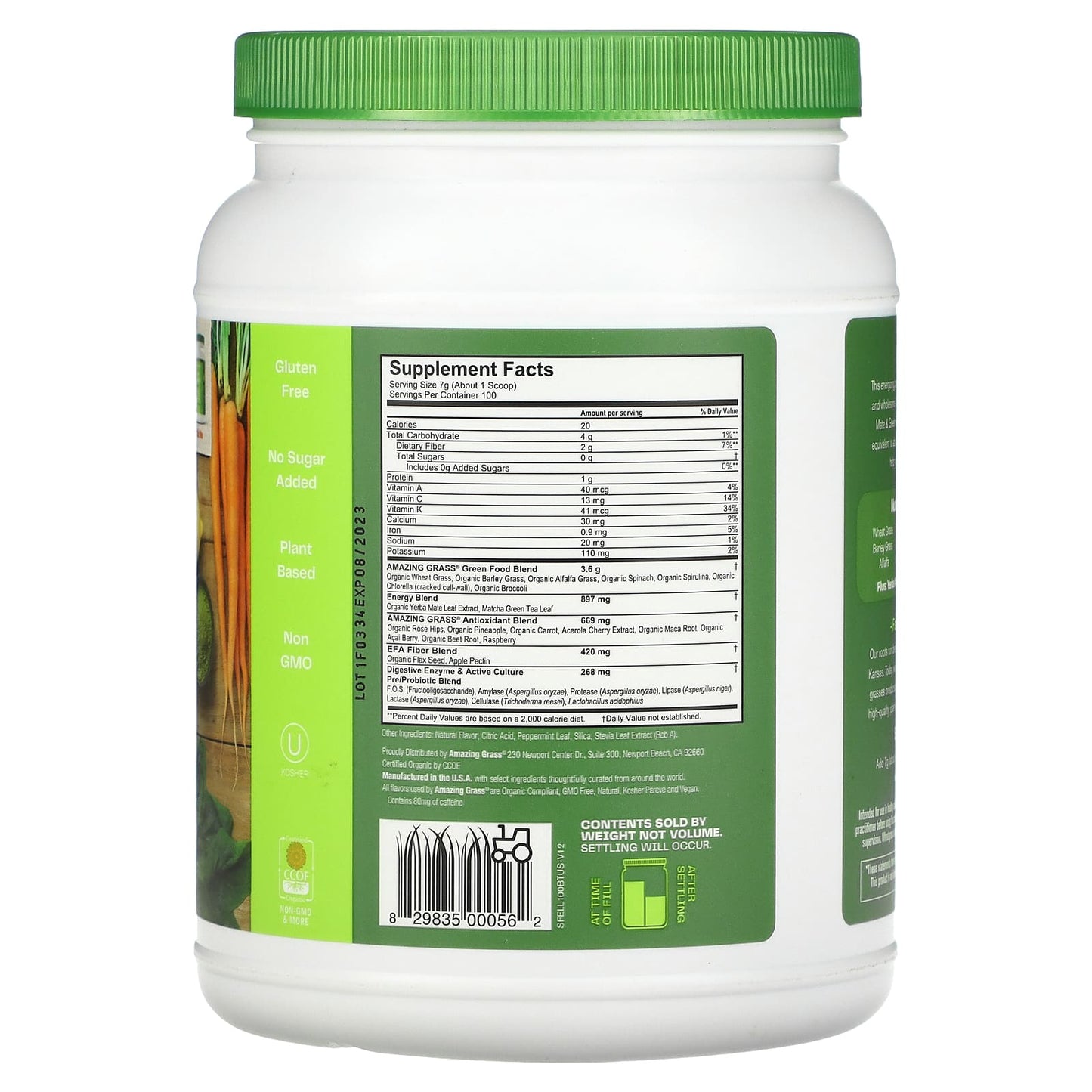 Amazing Grass, Energy Lemon Lime Green Superfood 100 Servings, 24.7 Oz ...