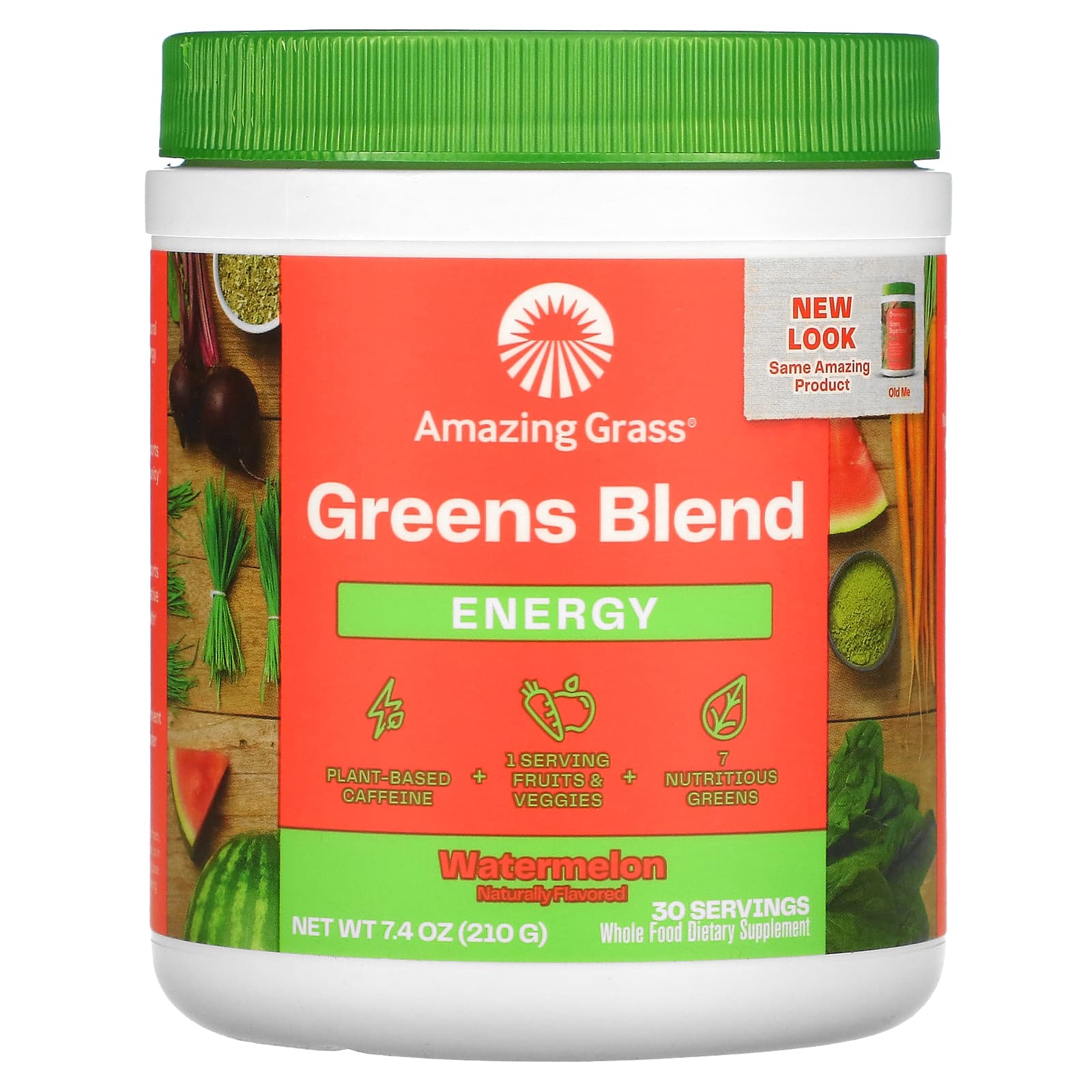 Amazing Grass, Energy Watermelon Green Superfood 30 Servings, 7.4 Oz ...