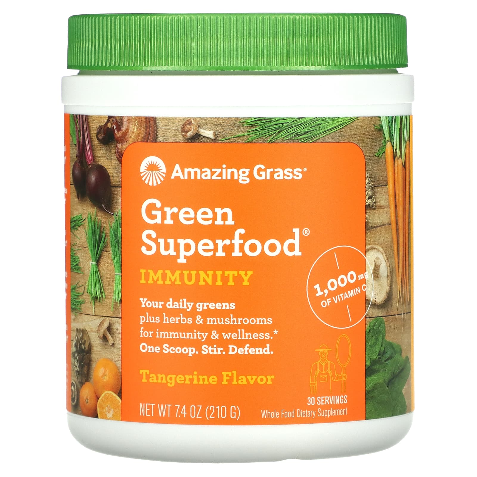 Amazing Grass, Immunity Tangerine Green Superfood 30 Servings, 7.4 Oz ...