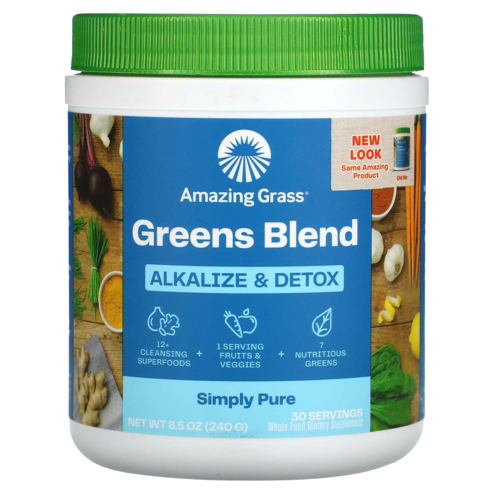 Amazing Grass, Alkalize & Detox Green Superfood 30 Servings, 8.5 Oz ...