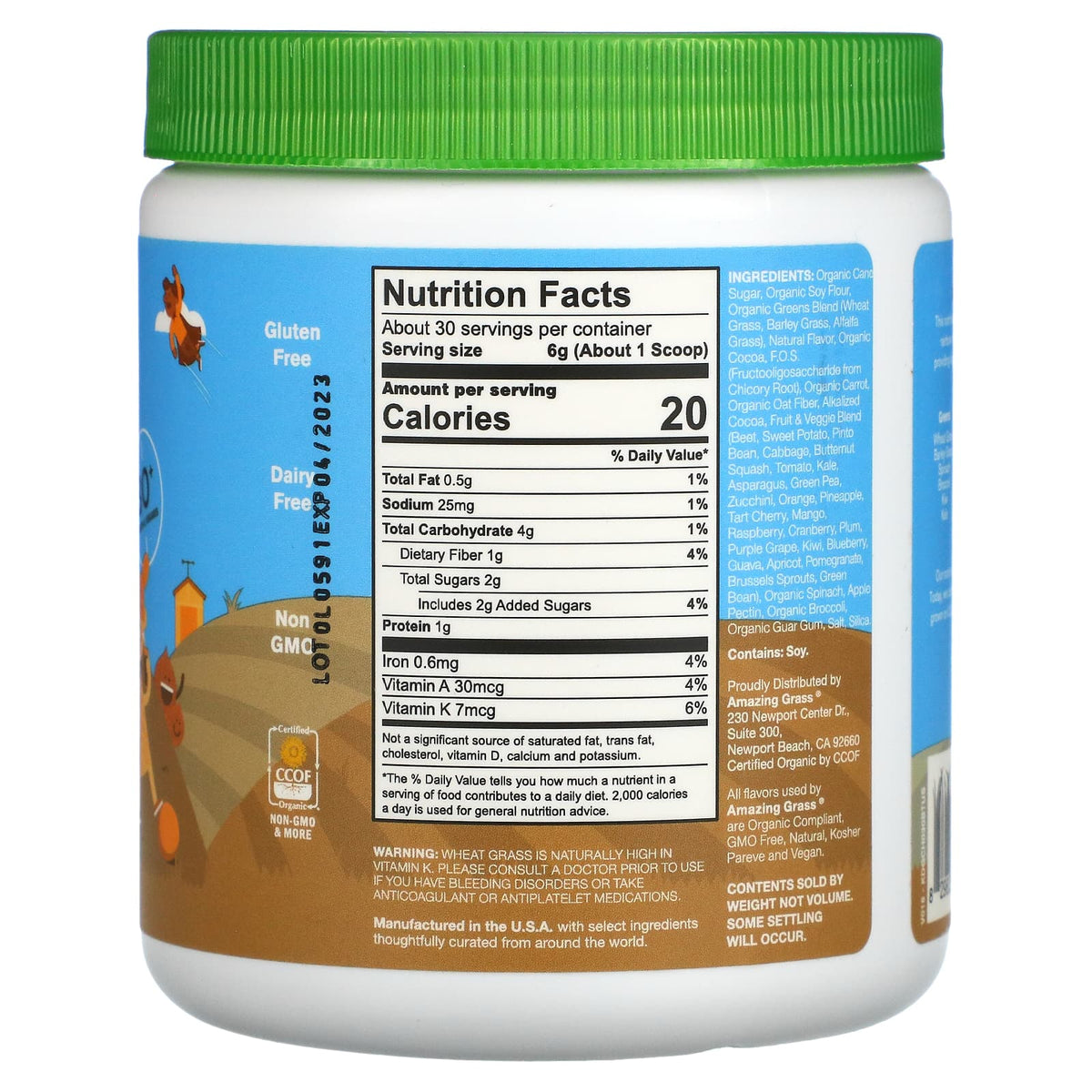 Amazing Grass, Chocolate Kidz Superfood 30 Servings, 6.35 Oz | HiLife ...
