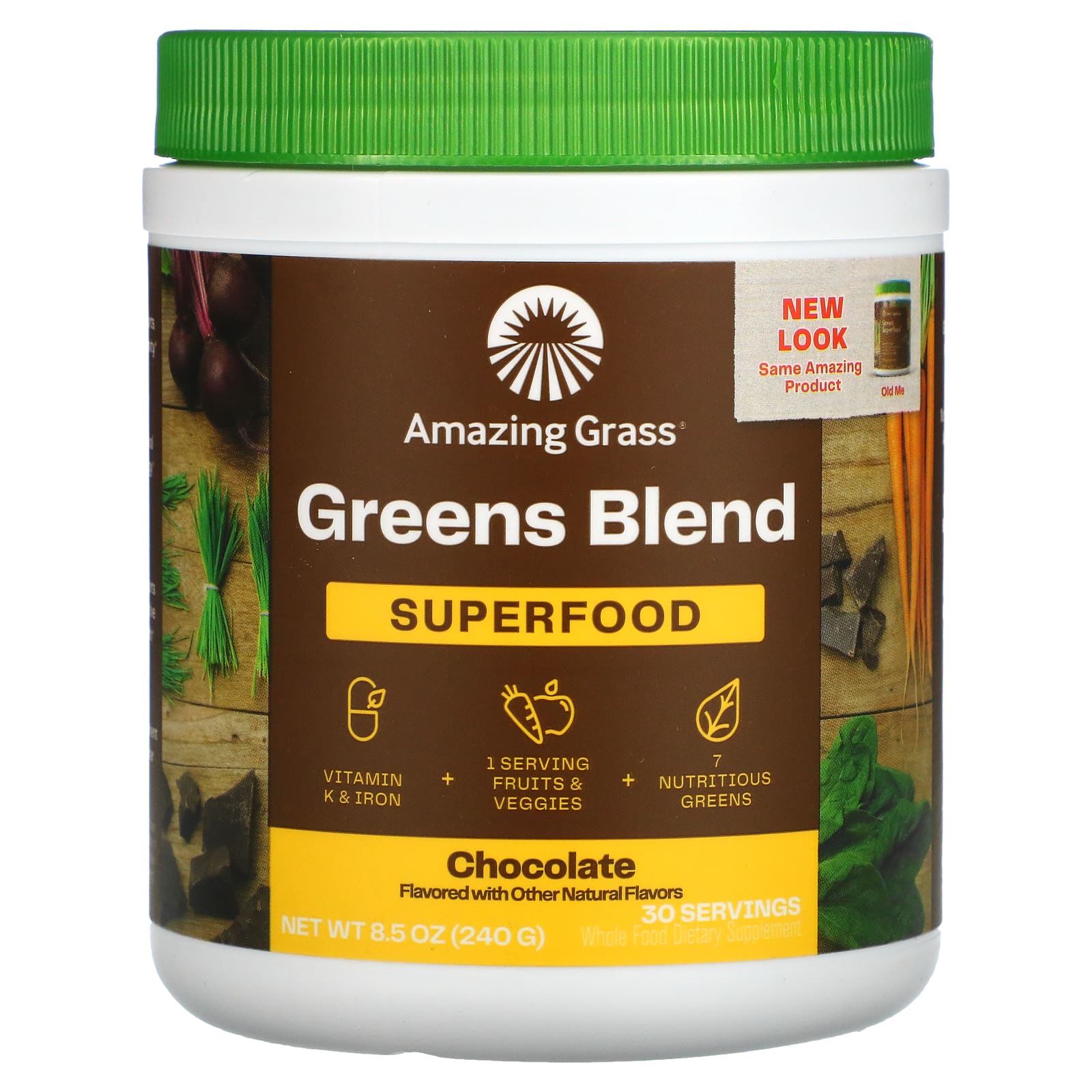 Amazing Grass, Greens Blend, Superfood, Chocolate, 8.5 Oz | HiLife Vitamins