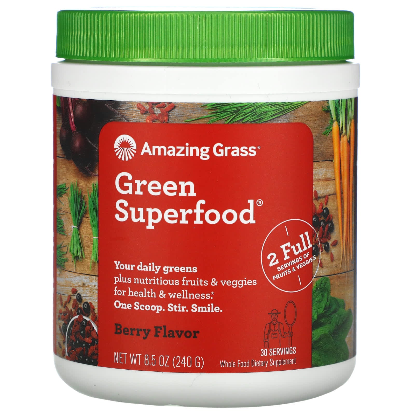 Amazing Grass, Berry Green Superfood 30 Servings, 8.5 Oz | HiLife Vitamins