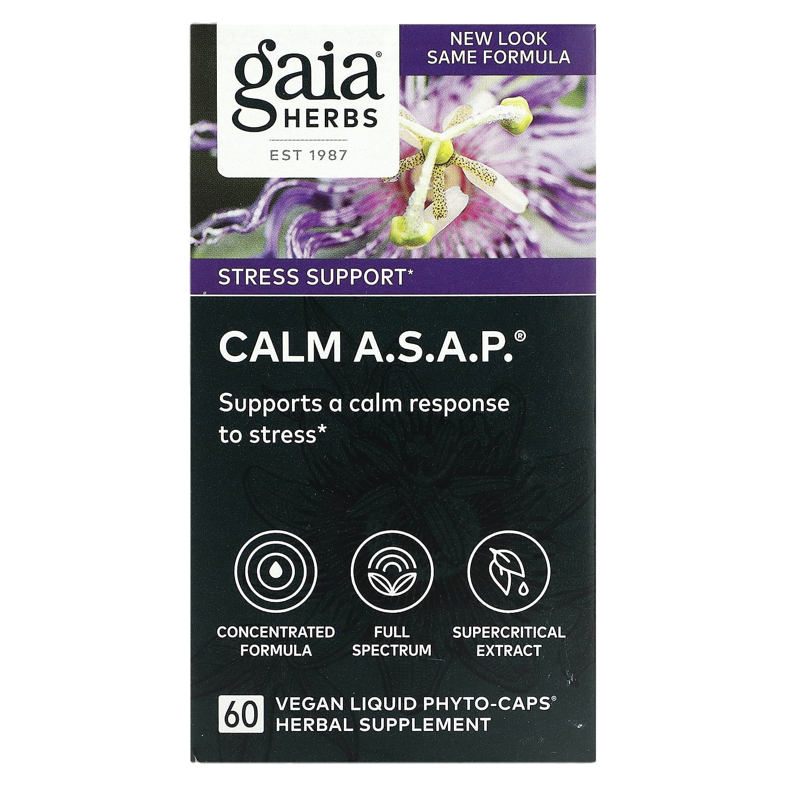 Gaia Herbs, Calm A.S.A.P., 60 Vegan Liquid Phyto-Caps | HiLife Vitamins