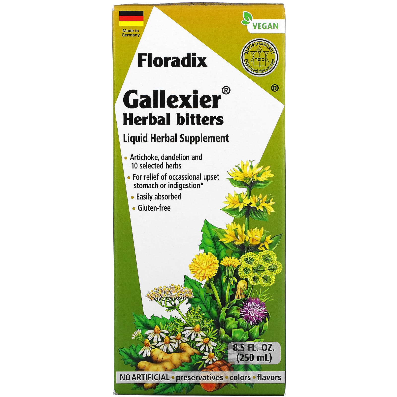 Gaia Herbs, Floradix, Gallexier Herbal Bitters, Liquid Herbal Suppleme ...