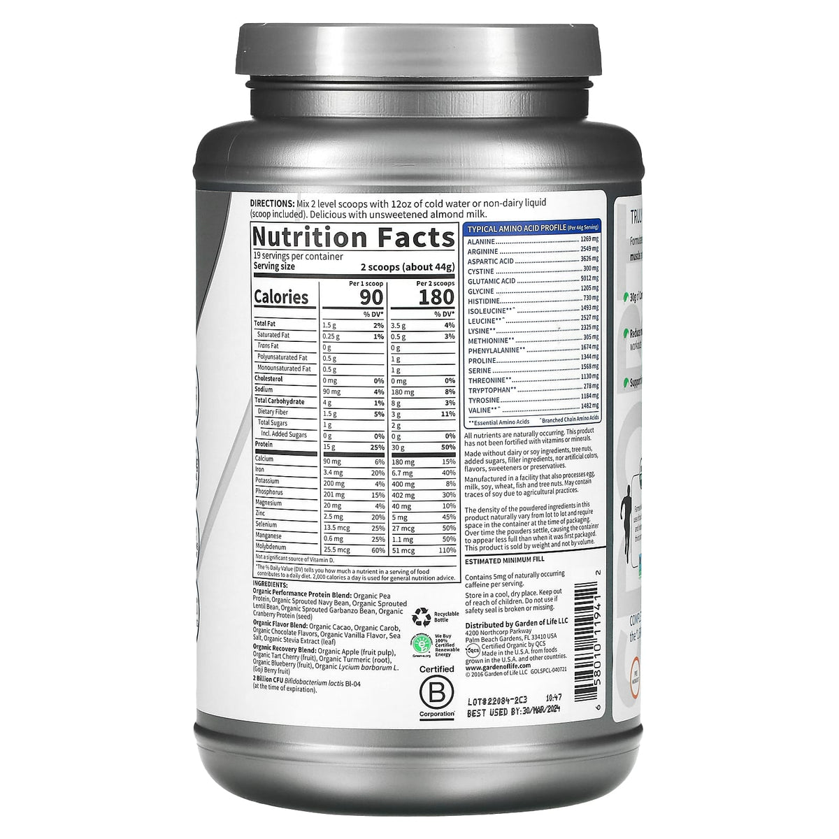 Garden Of Life, Sport Organic Protein Chocolate Powder, 29.6 oz ...