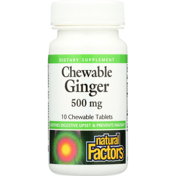 Natural Factors, Chewable Ginger, 500 mg, 10 Chewable Tablets | HiLife ...