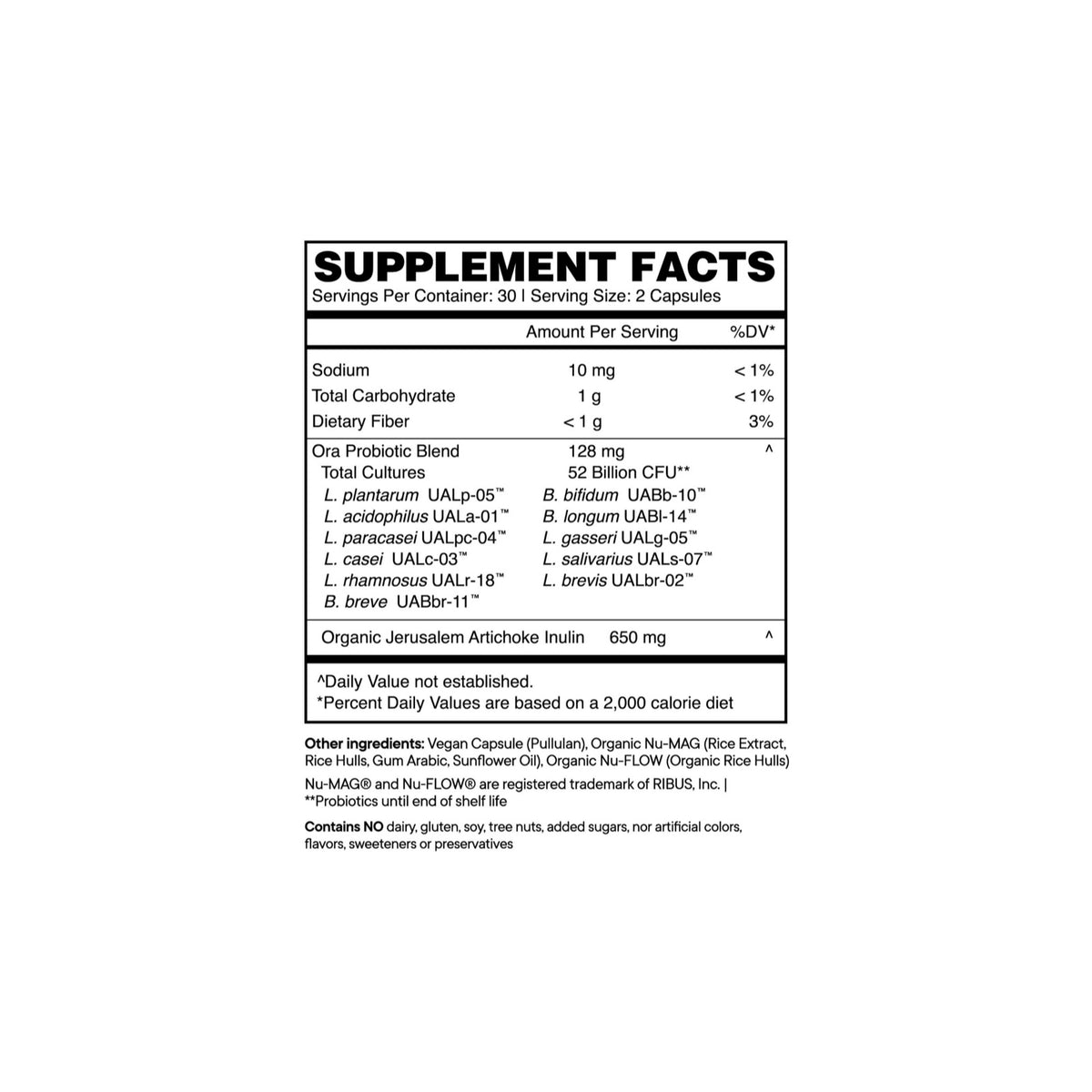 Ora Organic, Trust Your Gut, High Potency Probiotic & Prebiotic 52 ...