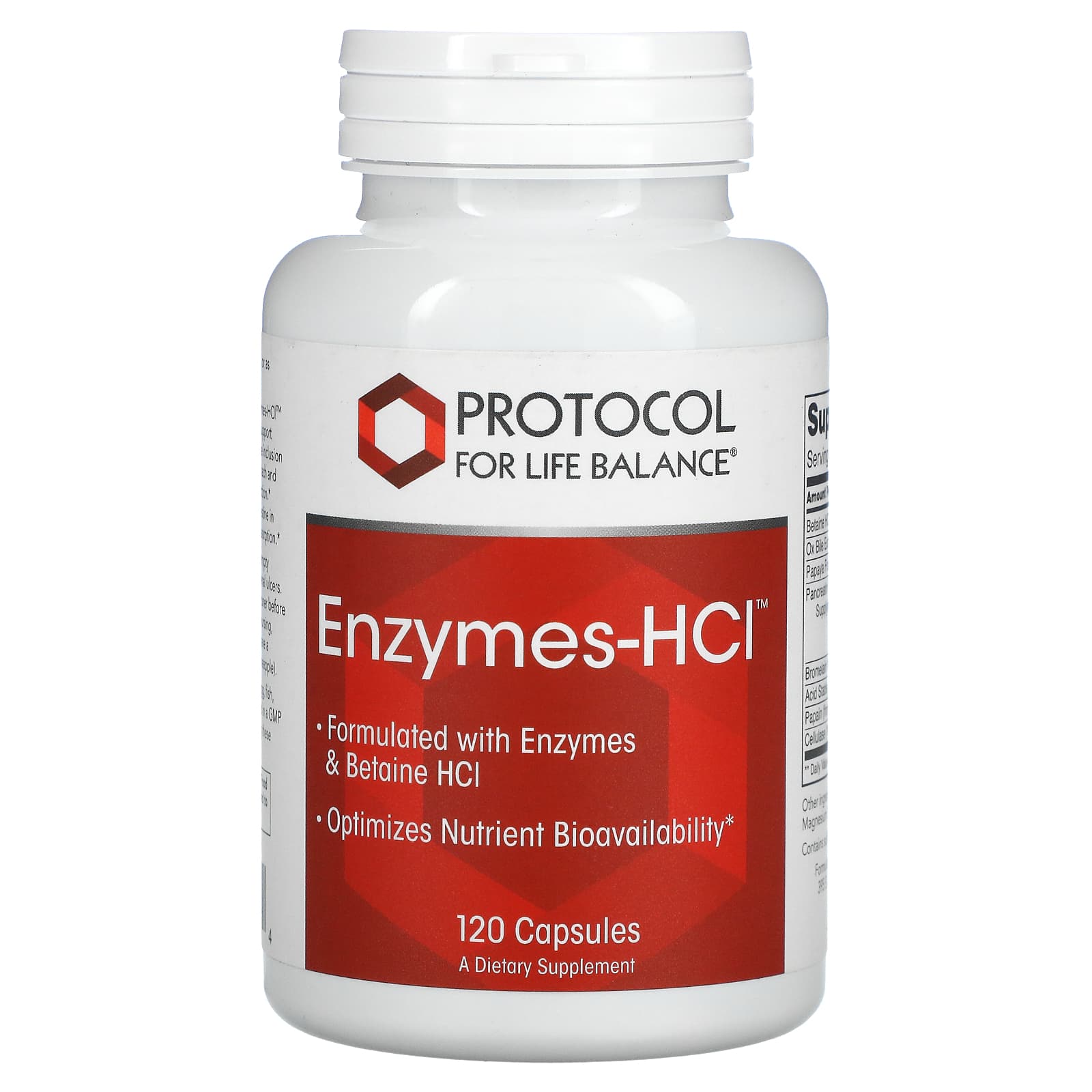 Protocol For Life Balance, ENZYME's HCI, 120 Capsules | HiLife Vitamins