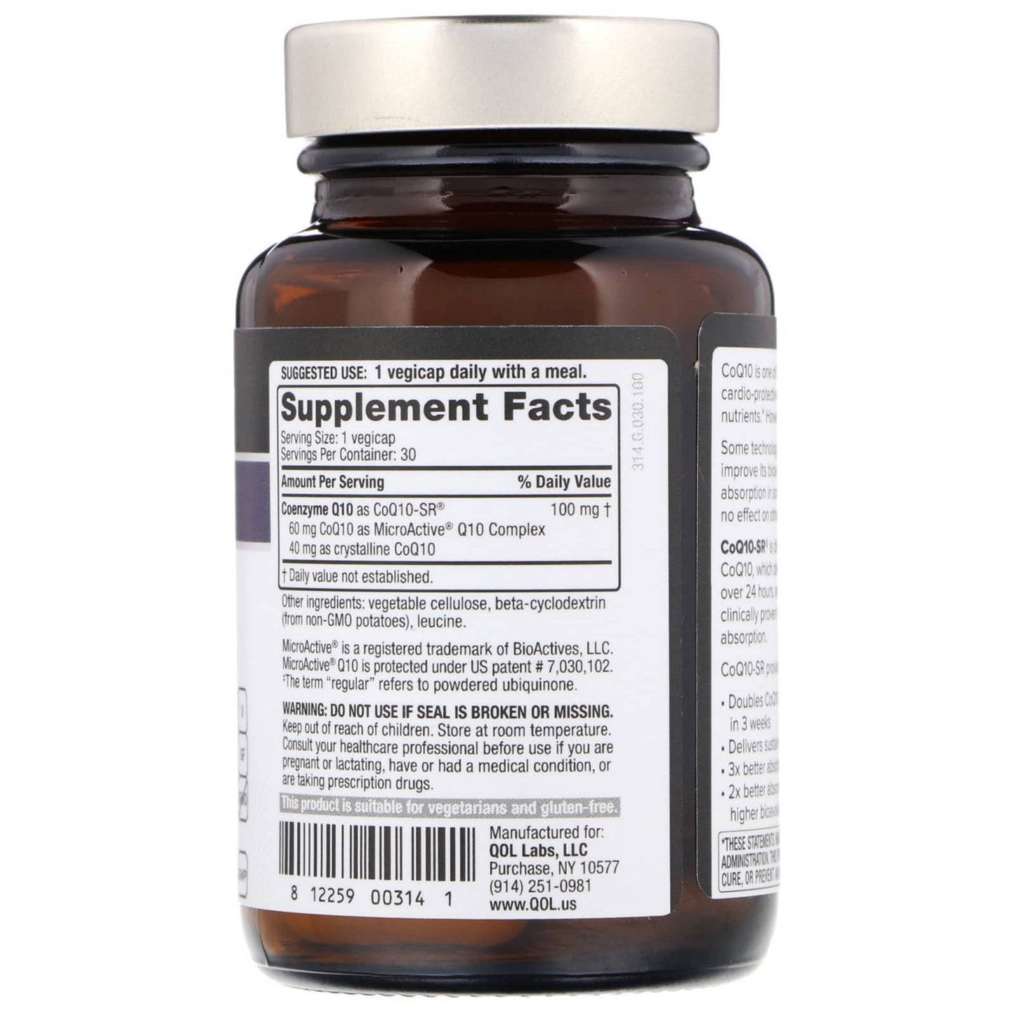 Quality Of Life, CoQ10 - SR 100mg, 30 vcaps | HiLife Vitamins